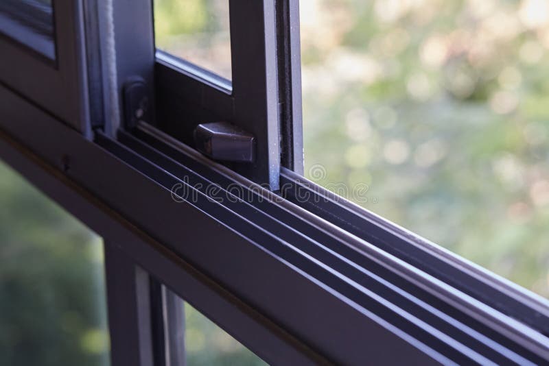Black Frame Aluminium Windows of Building Stock Image - Image of frame ...