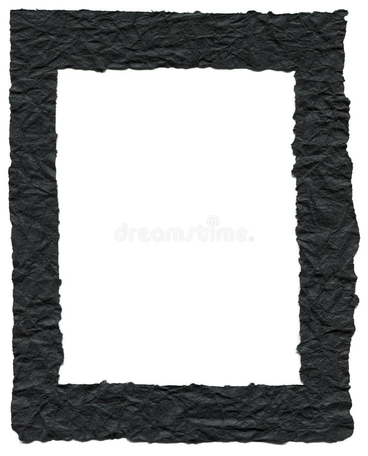Frame Crumpled Paper on Black Background Stock Image - Image of path ...