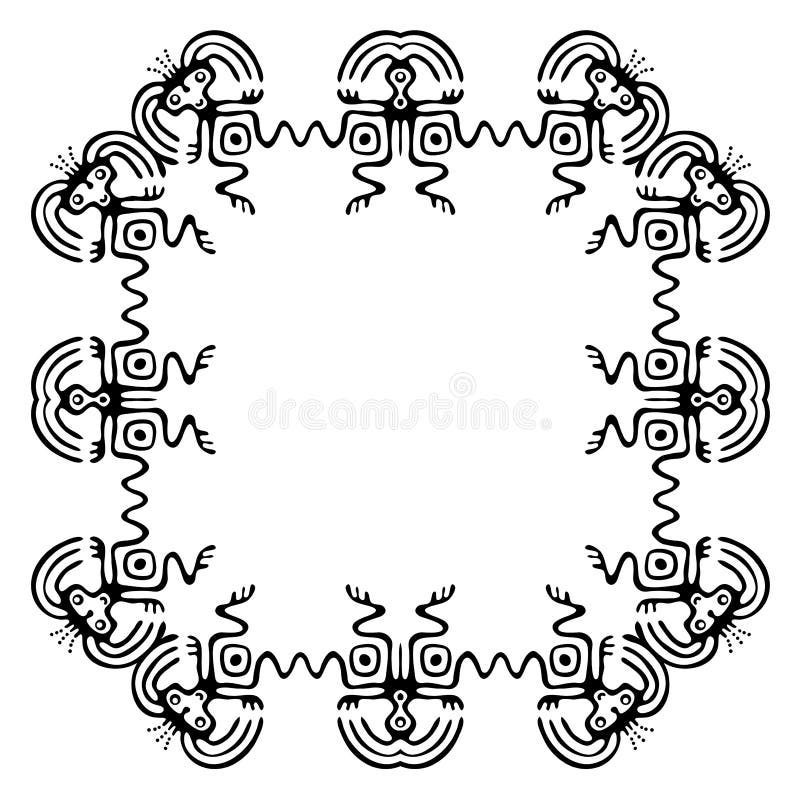 Black Frame Element with Aliens, Vector Stock Vector - Illustration of ...