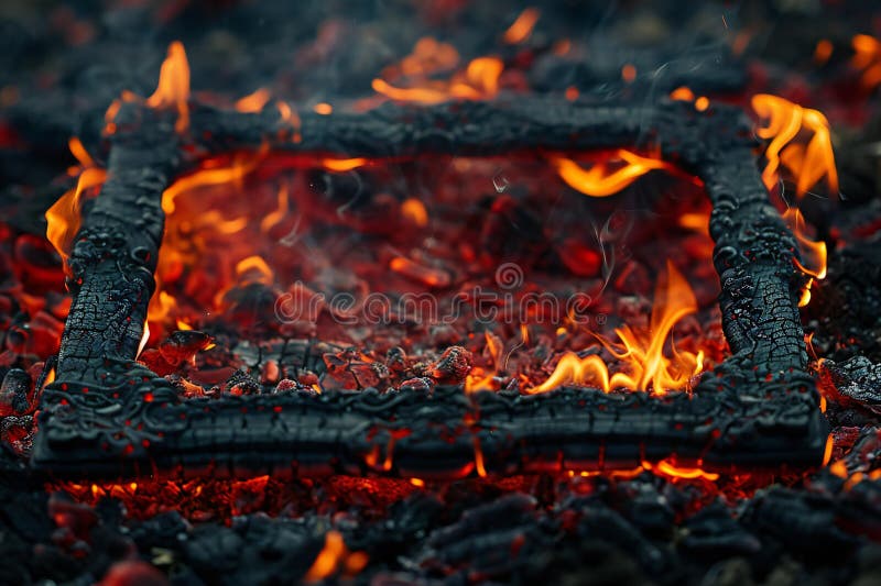 A Black Frame of Fire with Flames on it, High Quality, High Resolution ...