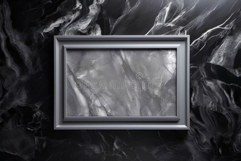 Black Frame on a Black Marble Wall with Marble Texture, 3d Render Stock ...