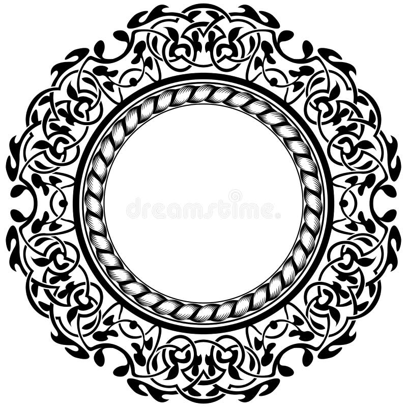 Black White Round Scroll Frame Stock Illustrations – 2,039 Black White ...