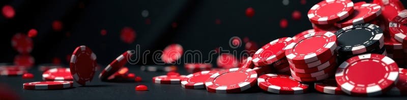 Black Frame Overflowing with Red White Poker Chips , Poker, Isolated ...