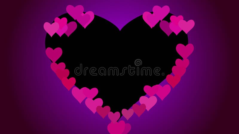 Black Frame with Pink and Violet Hearts Edging for Wedding Video ...