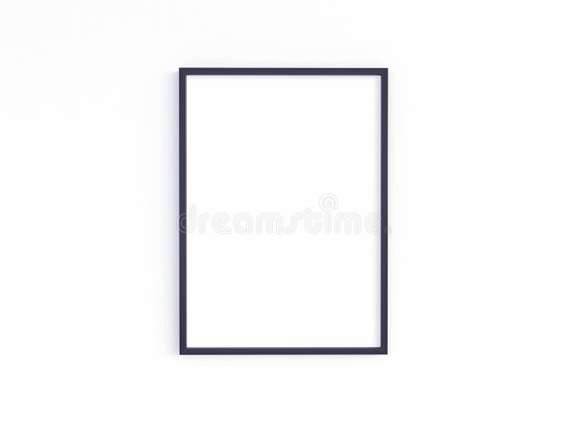 Black Frame with Portrait Orientation on a Light Wall. 3D Illustration ...