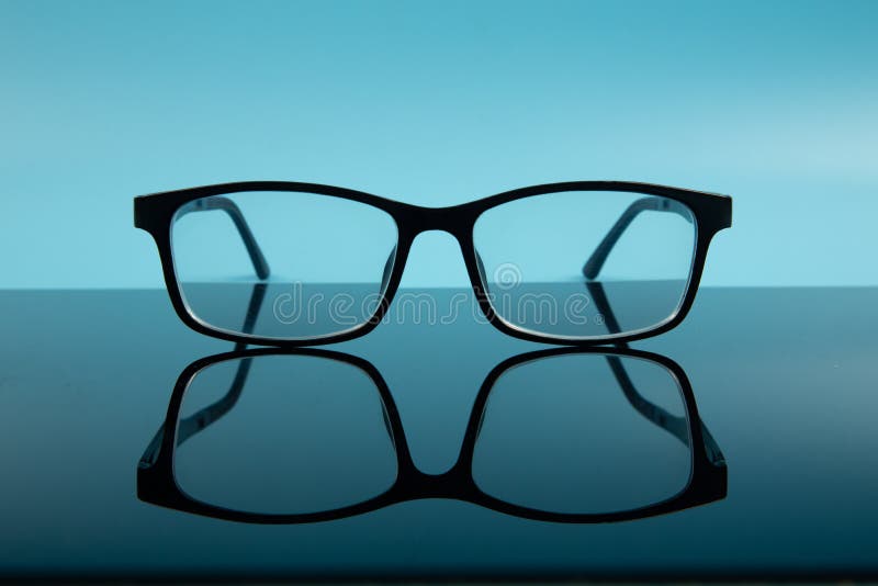 Black Frame Spectacles Glasses with Reflection Stock Photo - Image of ...