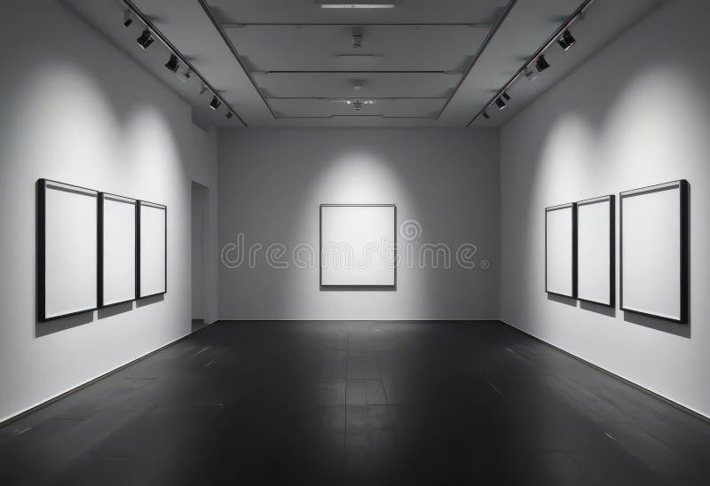 Black Frame Void Minimal Art Space with Intense Lighting and ...