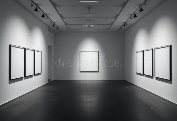 Black Frame Void Minimal Art Space with Intense Lighting and ...
