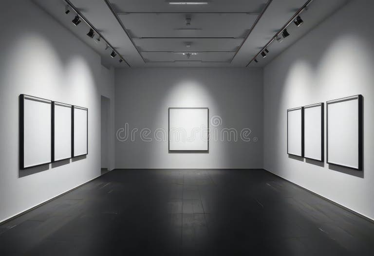 Black Frame Void Minimal Art Space with Intense Lighting and ...