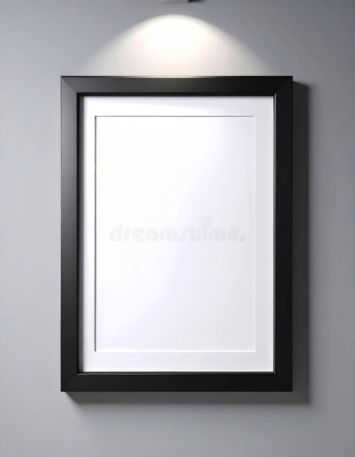 Black Frame with White Mat on Gray Wall Stock Illustration ...