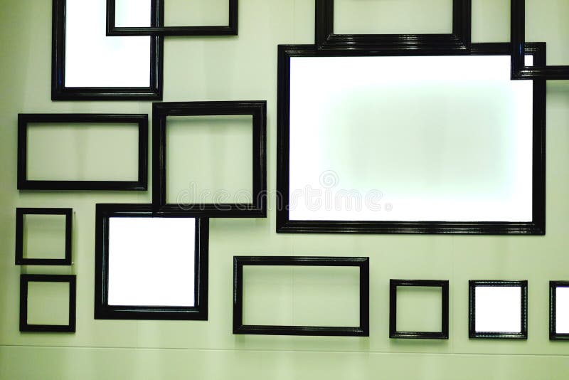 Black frames on wall. stock image. Image of frame, frames - 48319607