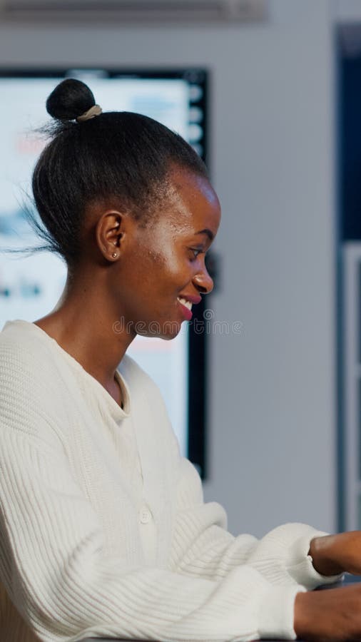 Black Freelancer Game Developer Typing on Keyboard Developing Videogame ...