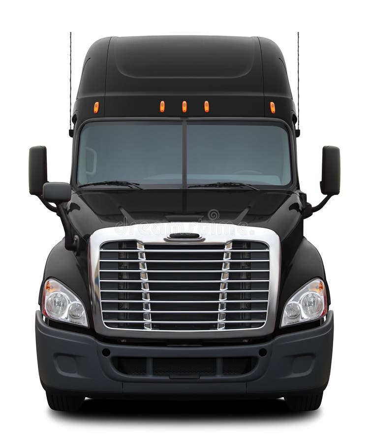 Red Freightliner Cascadia Truck Front View. Stock Photo - Image of ...