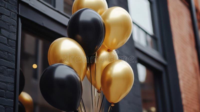 Black Friday Balloons with Gold and Black Colors Stock Illustration ...