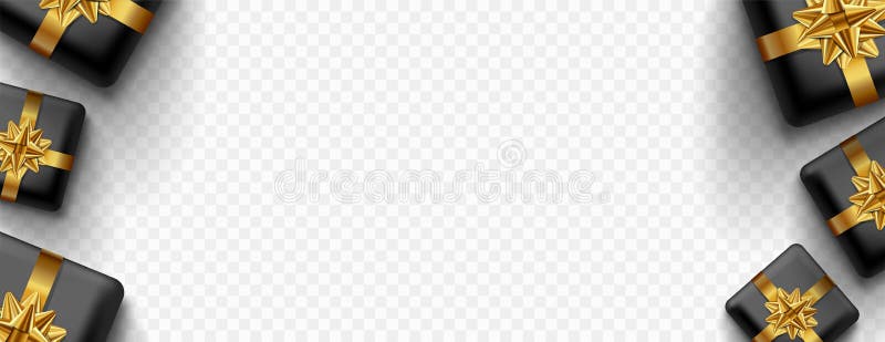 Black Friday Banner with Black Gift Boxes Stock Vector - Illustration ...