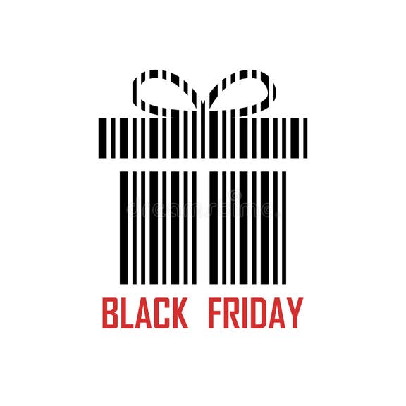 Black Friday. Barcode in Gift Box Shape. Sale Concept. Bar Cod Icon ...