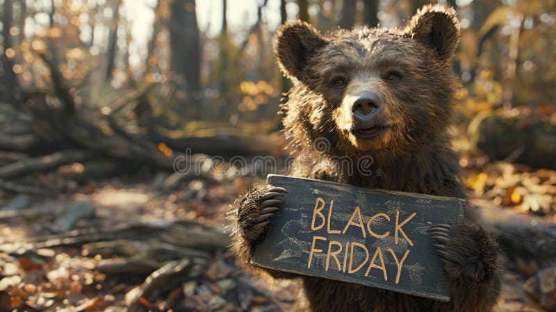 Black Friday Bear stock illustration. Illustration of creature - 335744211