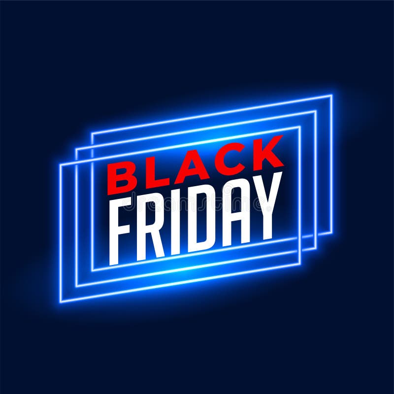 Black Friday Blue Neon Sale Background Design Stock Vector ...