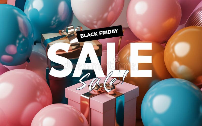 Black Friday Celebration with Gifts and Balloons - Generated by AI ...