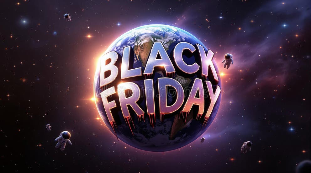 Black Friday Extravaganza: Astronauts and Outer Space Earth with Bold ...