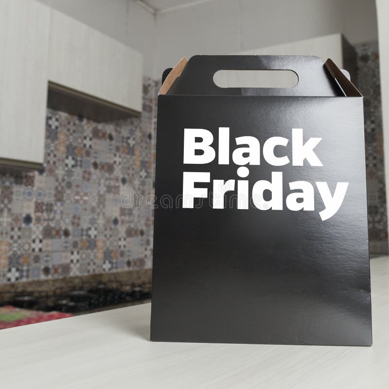 Black Friday Delivery Bag on the Home Table. Stock Image - Image of ...