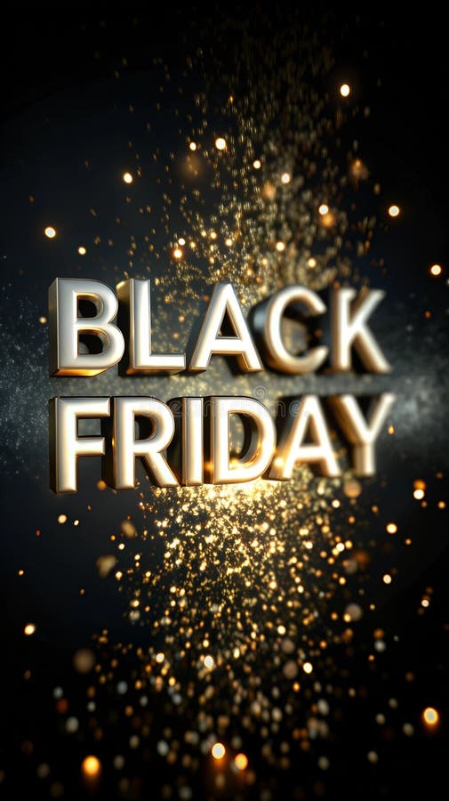 BLACK FRIDAY Golden Text on a Blurred Black Glitter Background Stock ...