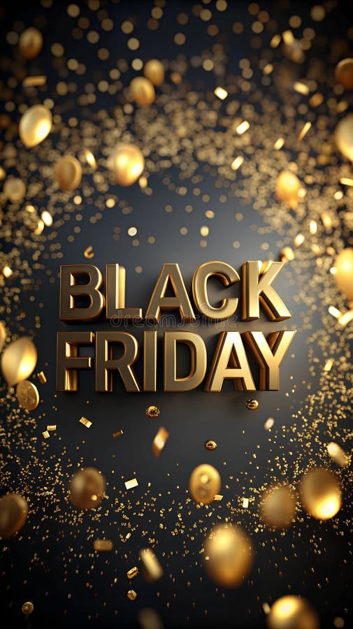 BLACK FRIDAY Golden Text on a Blurred Black Glitter Background Stock ...