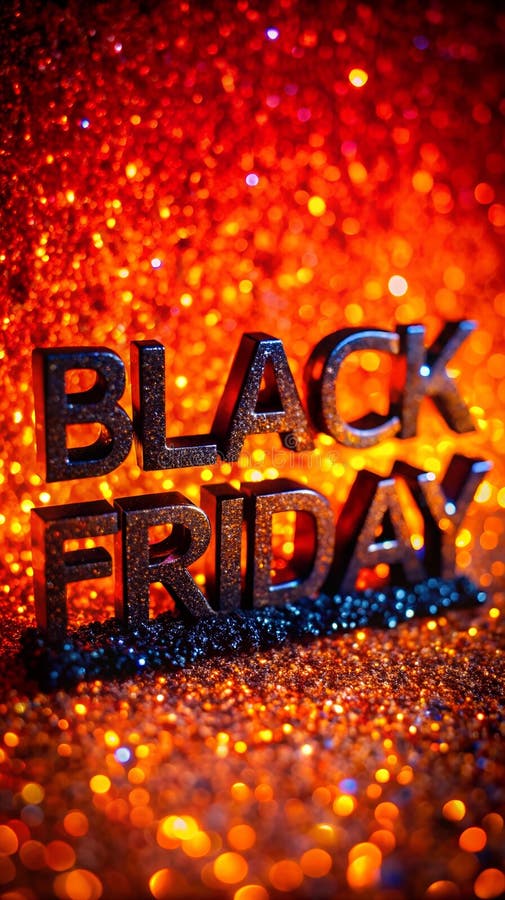 BLACK FRIDAY Golden Text on a Blurred Black Glitter Background Stock ...