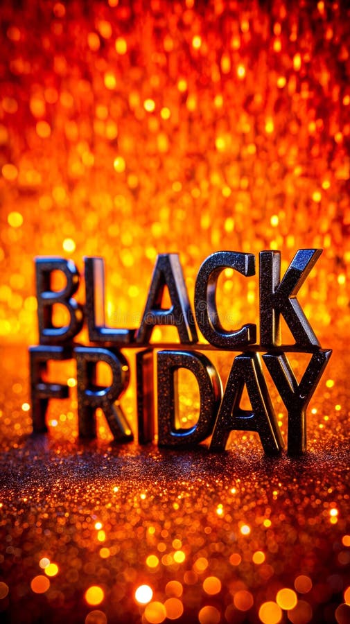 BLACK FRIDAY Golden Text on a Blurred Black Glitter Background Stock ...