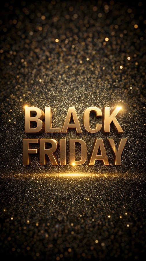 BLACK FRIDAY Golden Text on a Blurred Black Glitter Background Stock ...