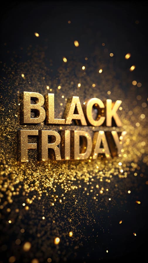 BLACK FRIDAY Golden Text on a Blurred Black Glitter Background Stock ...
