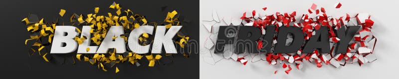 Black Friday Header with Text and Exploding Background. 3d Illustration ...