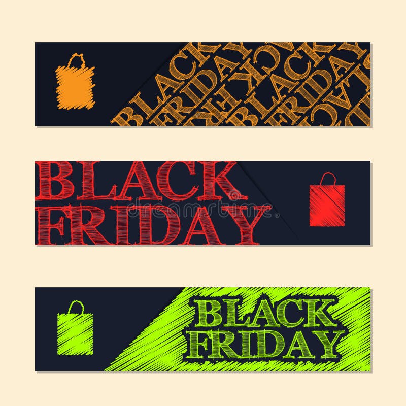 Black Friday Label Set with Scribbled Elements Stock Vector ...
