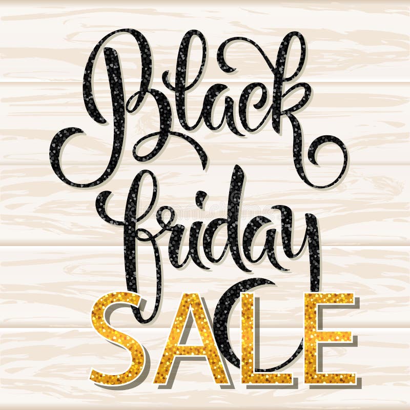 Black Friday Lettering with Shiny Glitter Texture Stock Vector ...
