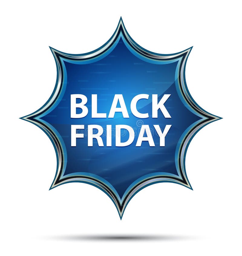 Black Friday Magical Glassy Sunburst Blue Button Stock Illustration ...