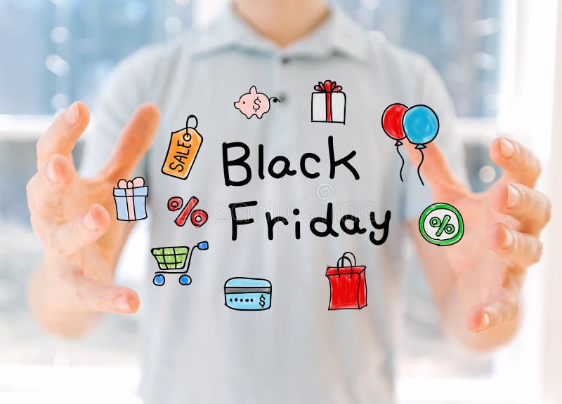 Black Friday with Man Holding His Hands Stock Photo - Image of room ...