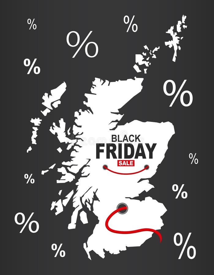 Black Friday Map - Scotland White Stock Illustration - Illustration of ...