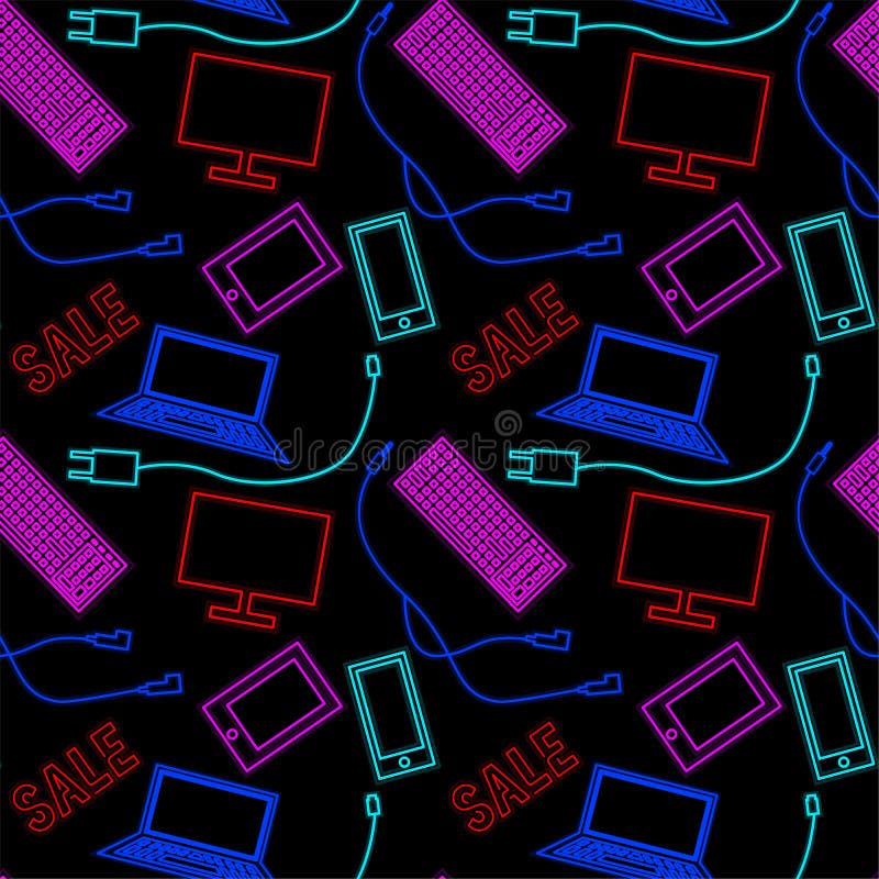 Neon pattern with technics stock vector. Illustration of pattern ...