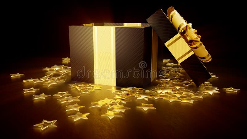 Black Friday Sell-out Opened Gift Box with Light from Inside - Abstract ...