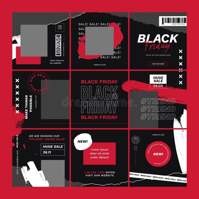 Black Friday Paper Style Ig Posts Vector Design Stock Vector ...