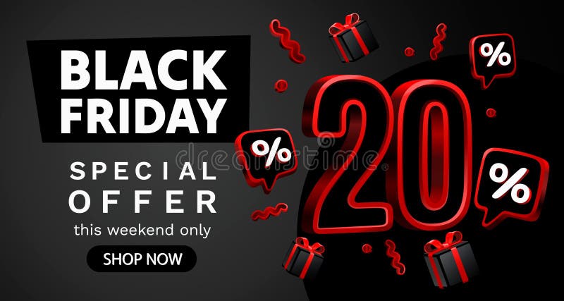 Black Friday 20 Percent, Special Offer, Discount Flyer. Vector ...