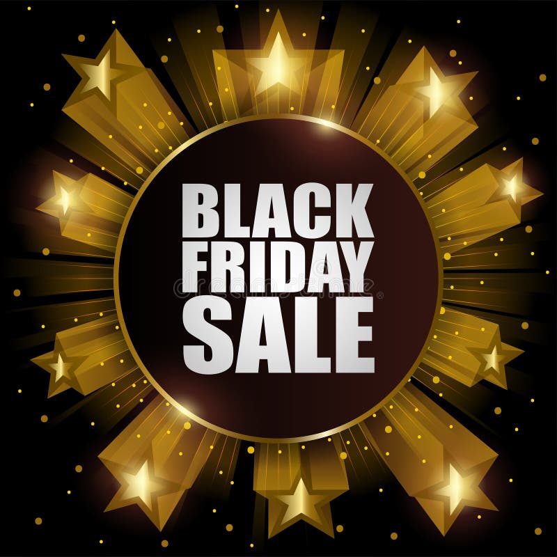 Black Friday Realistic and Luxurious Icon with Golden Frame and ...