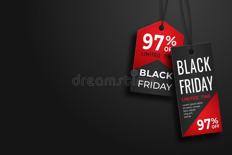 Black Friday Realistic Paper Price Tag. Sale Price Tag Labels Stock ...