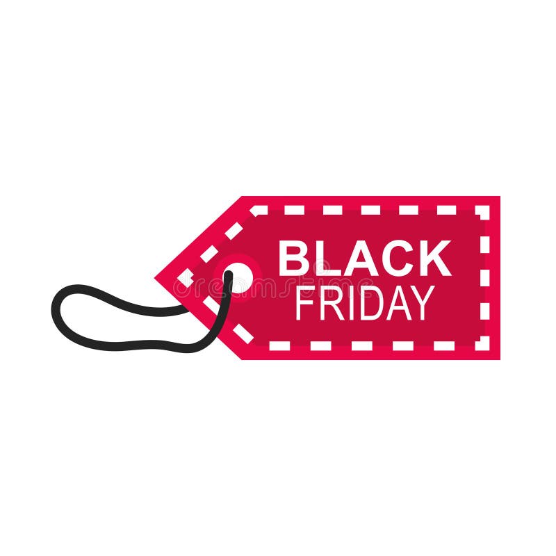Black Friday, Red Tag on the Rope Icon Flat Style Stock Vector ...