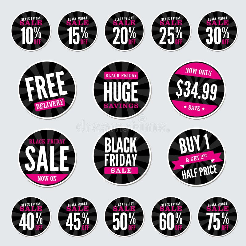 Black Friday Retail Stickers Stock Vector - Illustration of friday ...