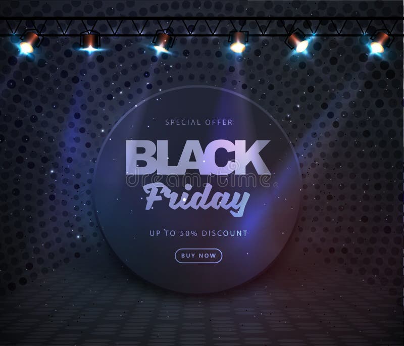 Black Friday Sale Banner on Disco Ball Abstract Dark Black Background ...