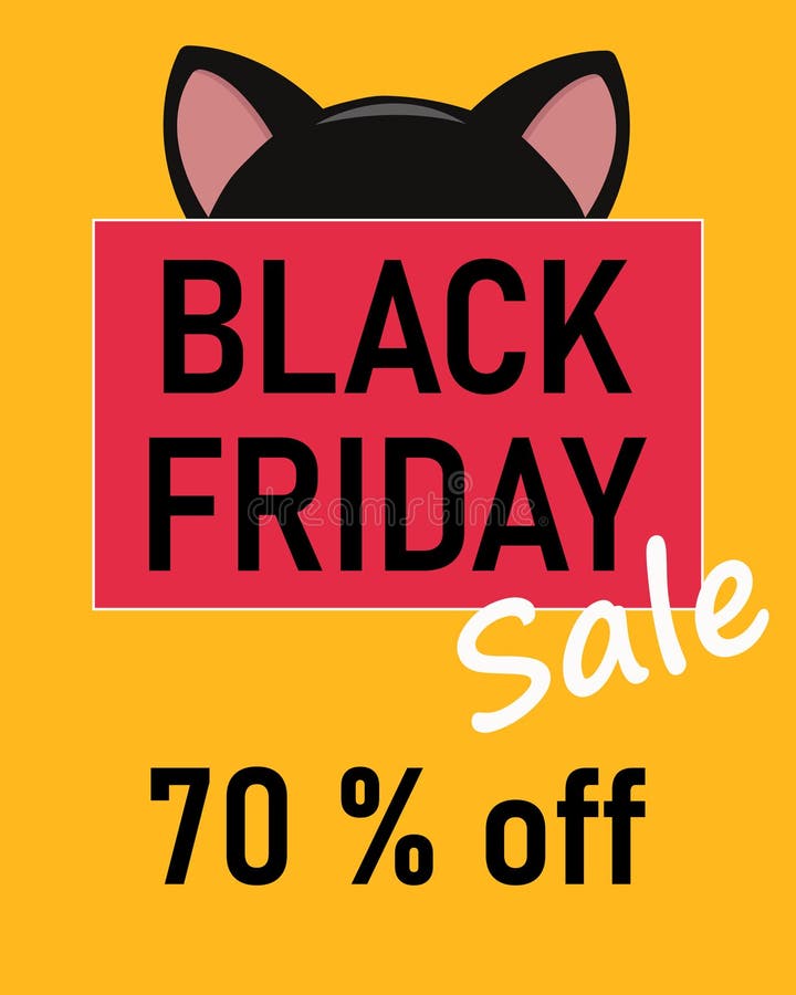 Black Friday Sale with Cat 70 Percent. Stock Vector - Illustration of ...