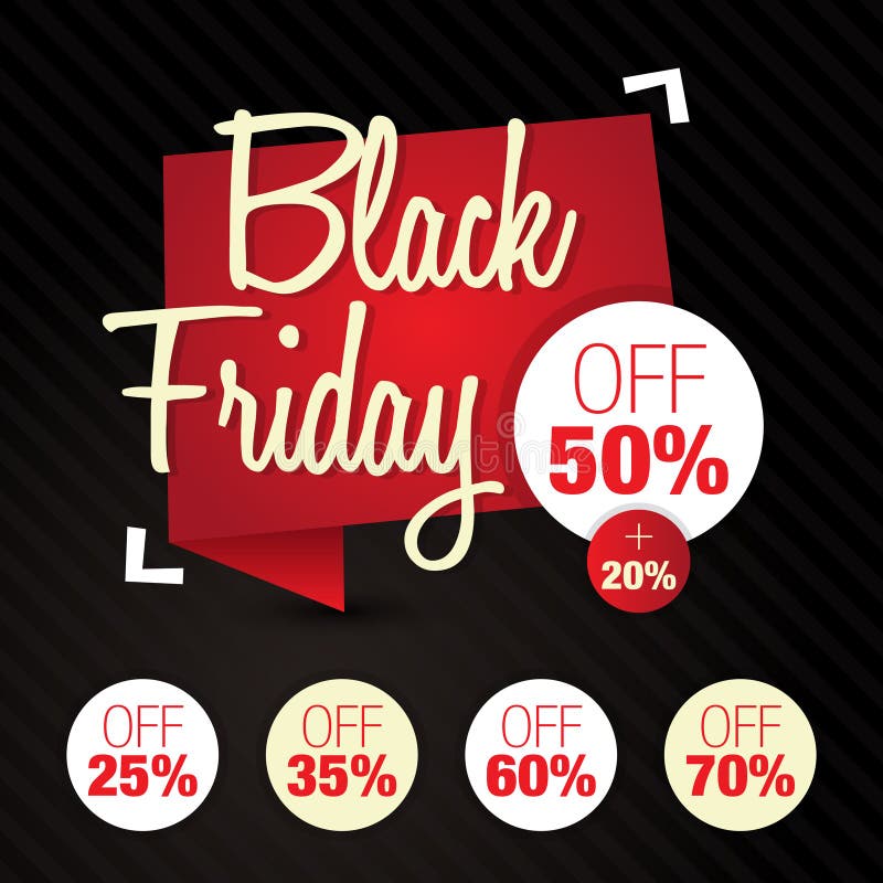 Black Friday Sale, Discount, Off 50 , 25 , 35 , 60 , 70 Stock Vector ...