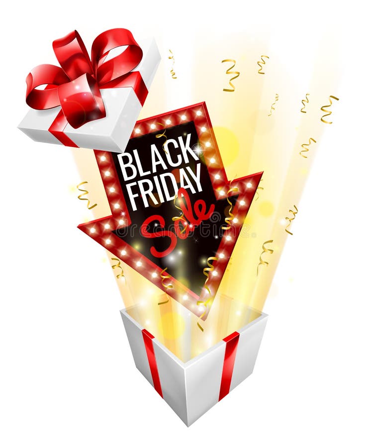 Black Friday Sale Gift Box Surprise Concept Stock Vector - Illustration ...
