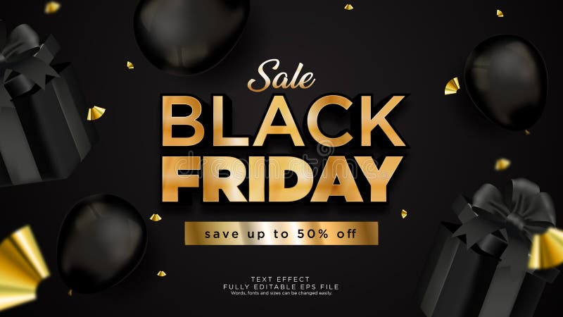 Black Friday Sale Gold Text Effect Font Type Stock Illustration ...
